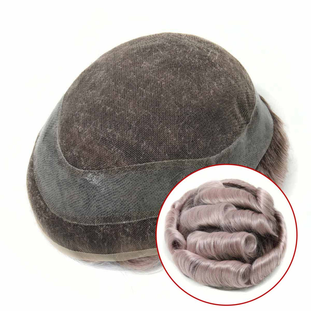 TUL21 Pink Color Men's Human Hair Toupee | Men's Wigs Lace Front ...