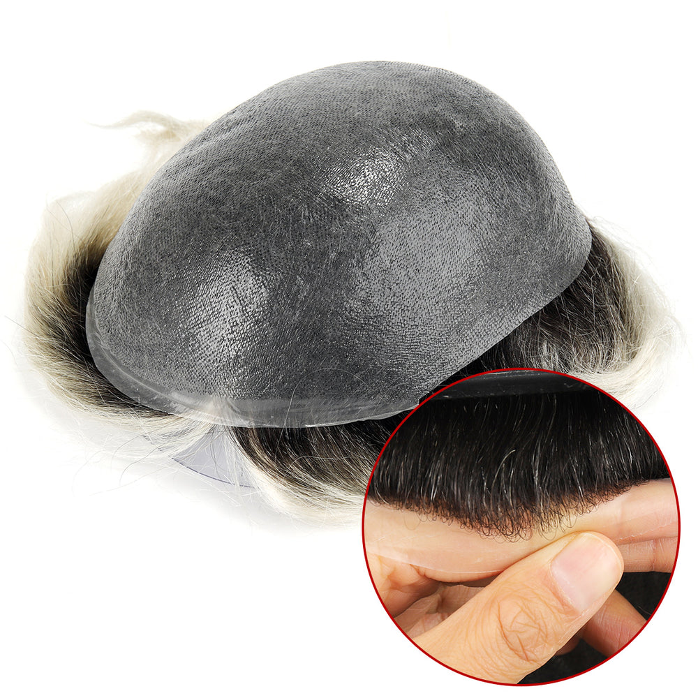 TUS20 Dark Rooted Wigs for Men | Skin Hair System – Top Unique Hair